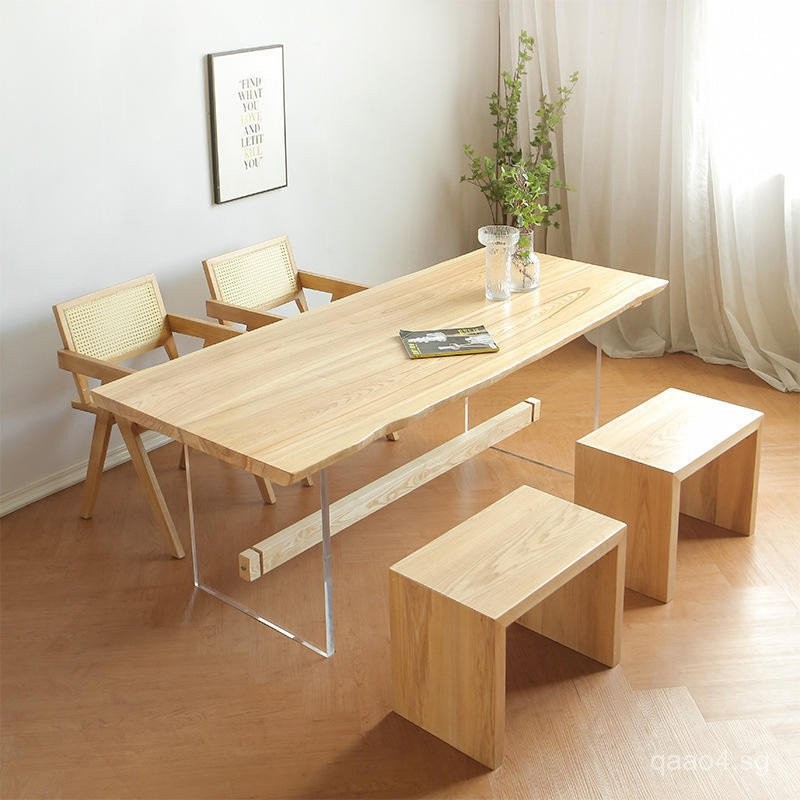 scandinavian Minimalist Acrylic Dining Table Natural Wood Dining Table and Chairs Trendy ...