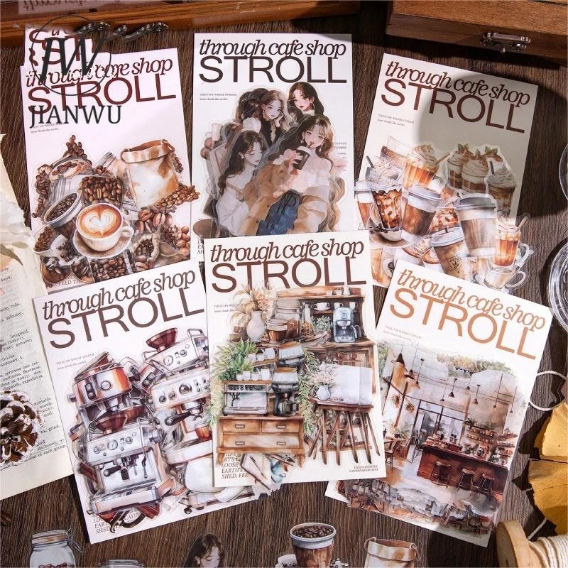 Stroll Cafe Series Vintage Coffee Character Landscaping PET Sticker ...