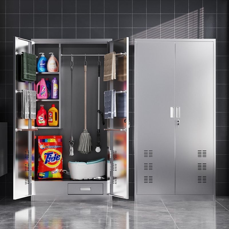 Stainless Steel Cleaning Cabinet Cleaning Tool Storage Cabinet ...