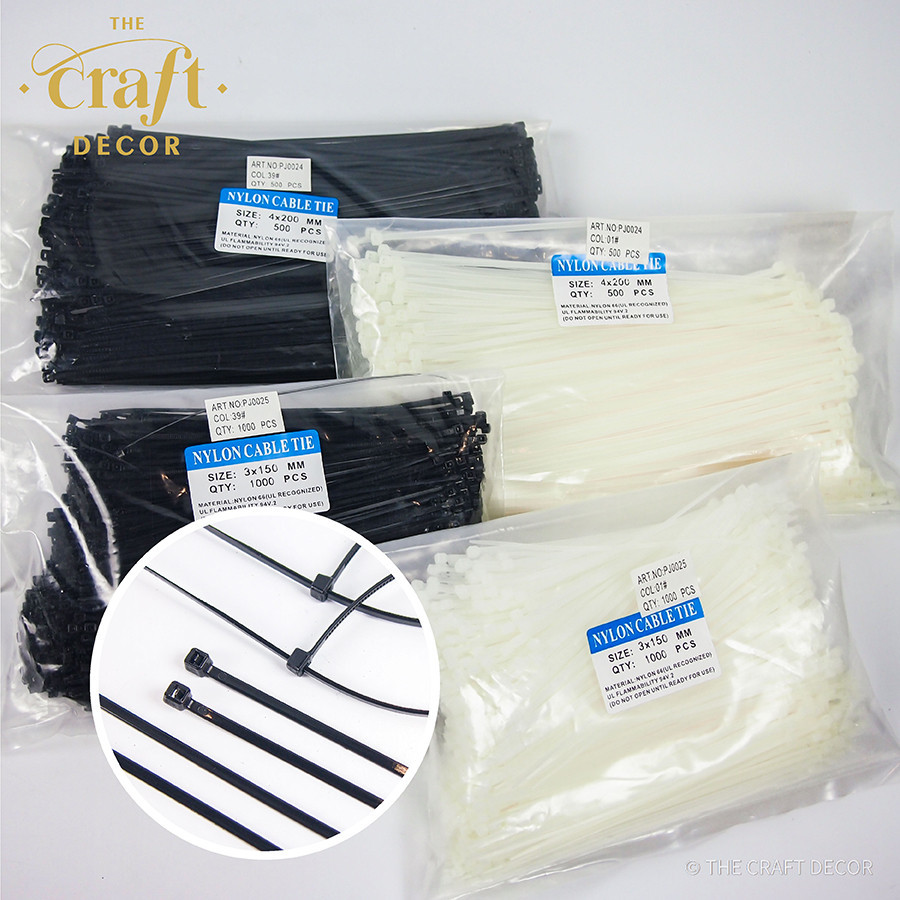 500pcs/1000pcs*pack Black & White Nylon Cable Tie | Pengikat Kabel ...