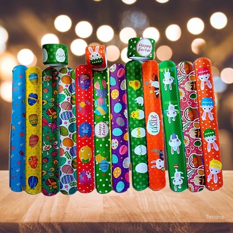 Top Easter Slap Snap Wrap Wristband Band Bracelet Hand Ring Kids Girl ...