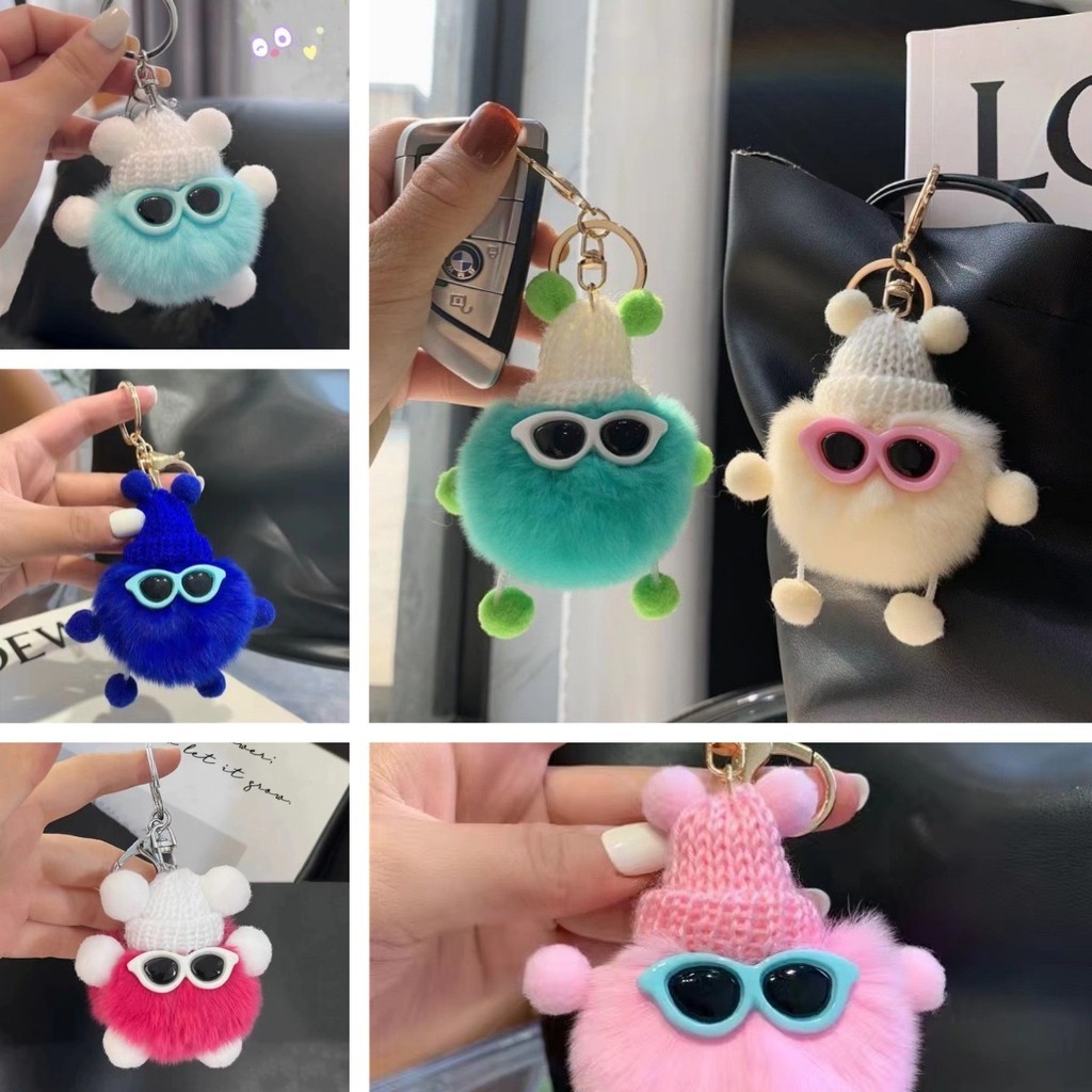 Cute Keychain Pom Pom Doll Pendant Decorated with Pom Poms, Soft Velvet ...