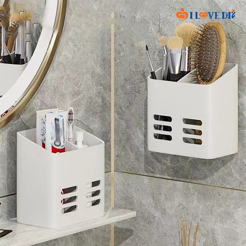Bathroom Toothpaste Comb Storage Wall-mounted No Drill Toiletries ...