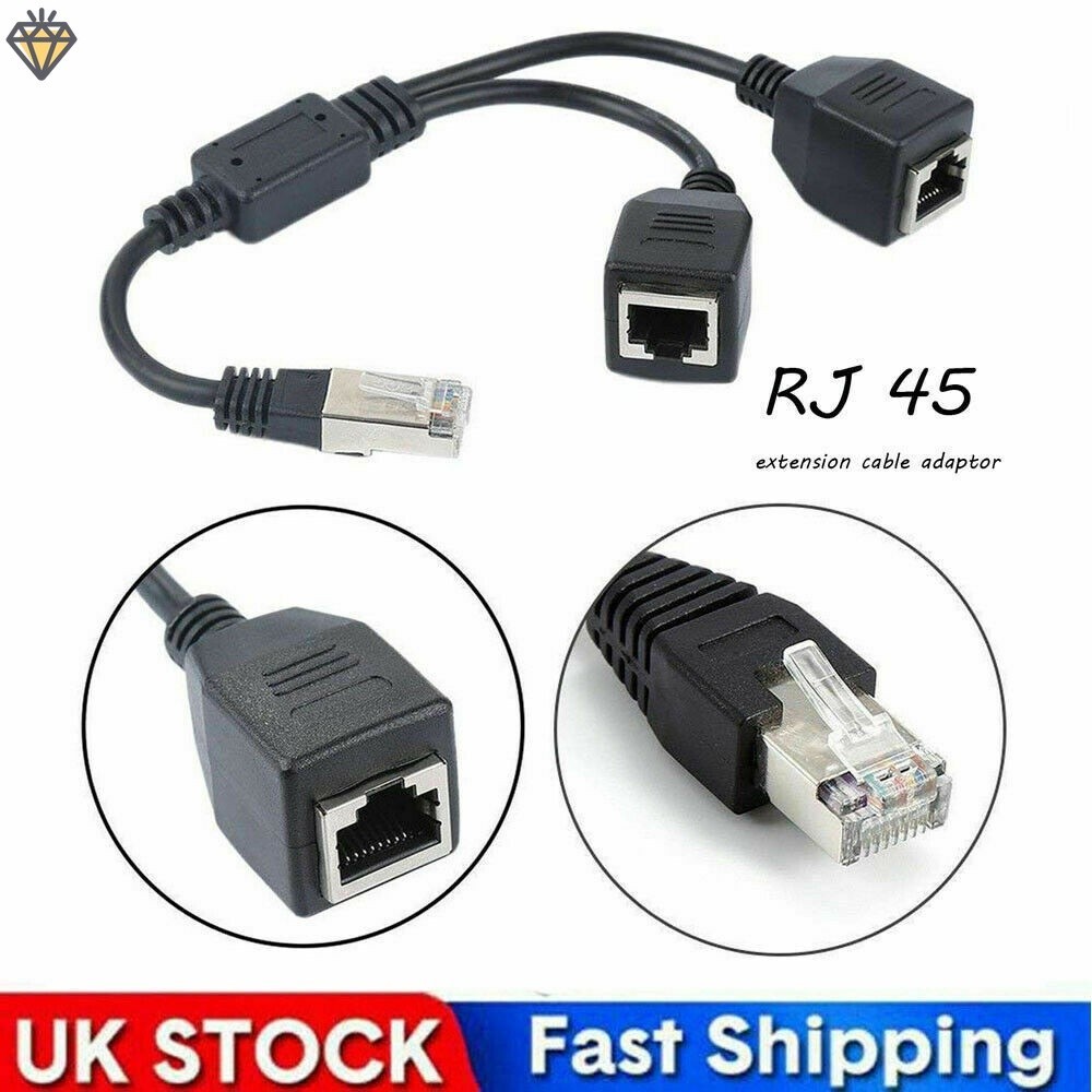 RJ45 Splitter Adapter 1 To 2 Dual LAN Ethernet Network Extension Cable ...