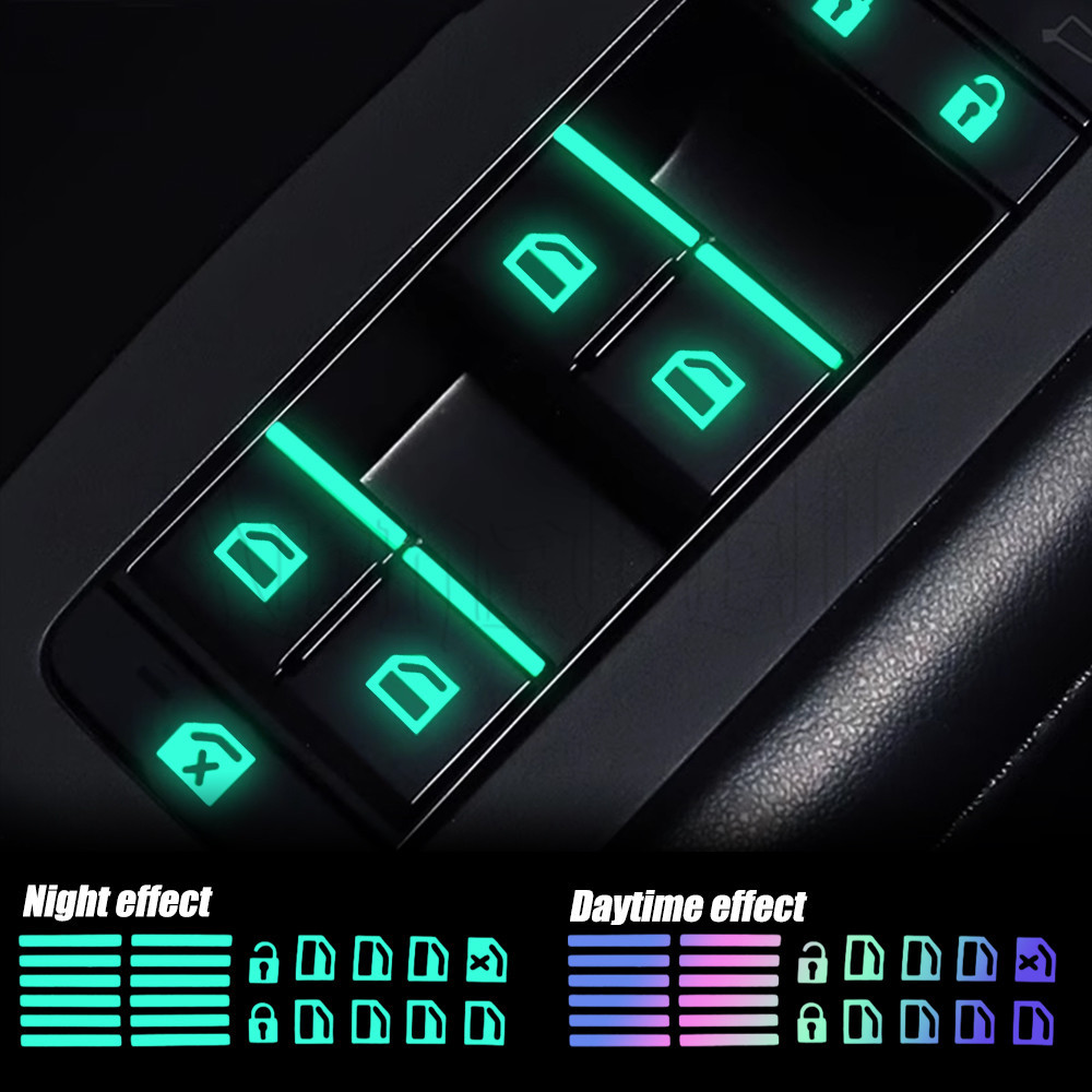 Multicolour Car Luminous Button Sticker Set - Fluorescent Labels ...