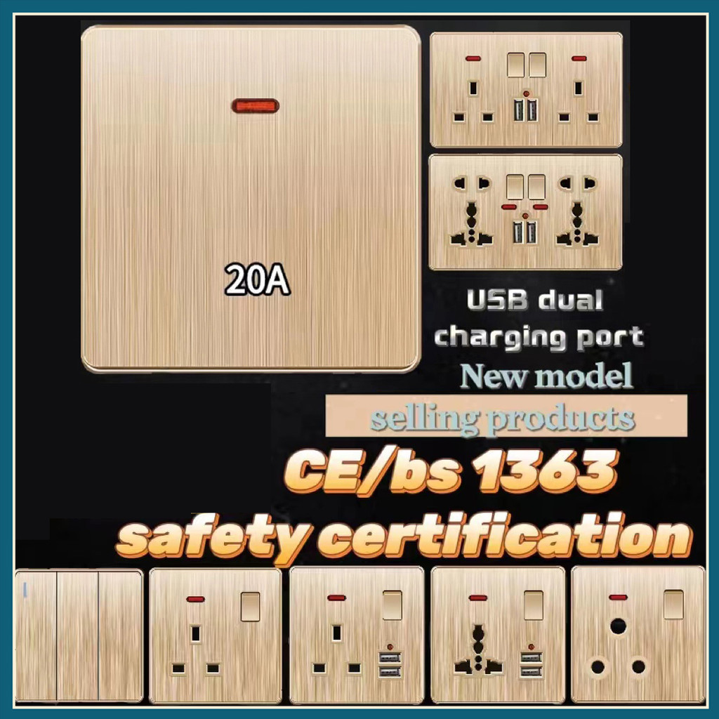 [Gold] 13a switch socket plug for home appliances universal 86 type ...