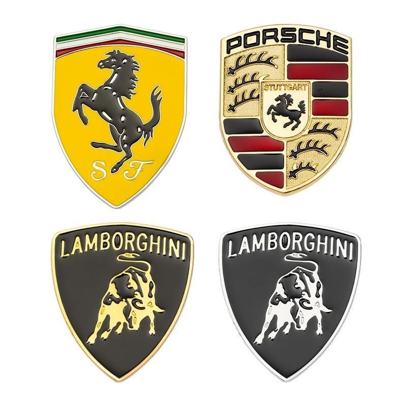 New Stickers Lamborghini Porsche Metal Car Logo Car Ferrari Car Logo ...