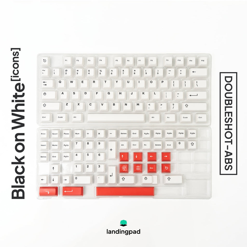 [⌨️ LandingPad] Black on White / BoW Keycaps Doubleshot ABS with ICON ...