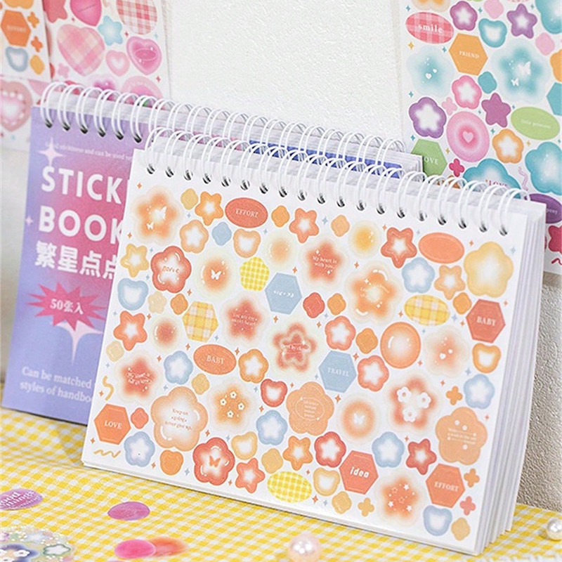 50 Sheets Various Pattern Laser Flashing Stickers Book Scrapbook Deco ...