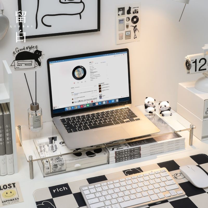 Acrylic Transparent Elevated Rack Desktop Computer Monitor Shelf ...