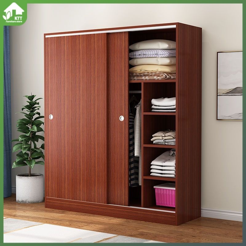 Storage box organiser Wardrobe Sliding Door Solid Wood Plate Simple ...