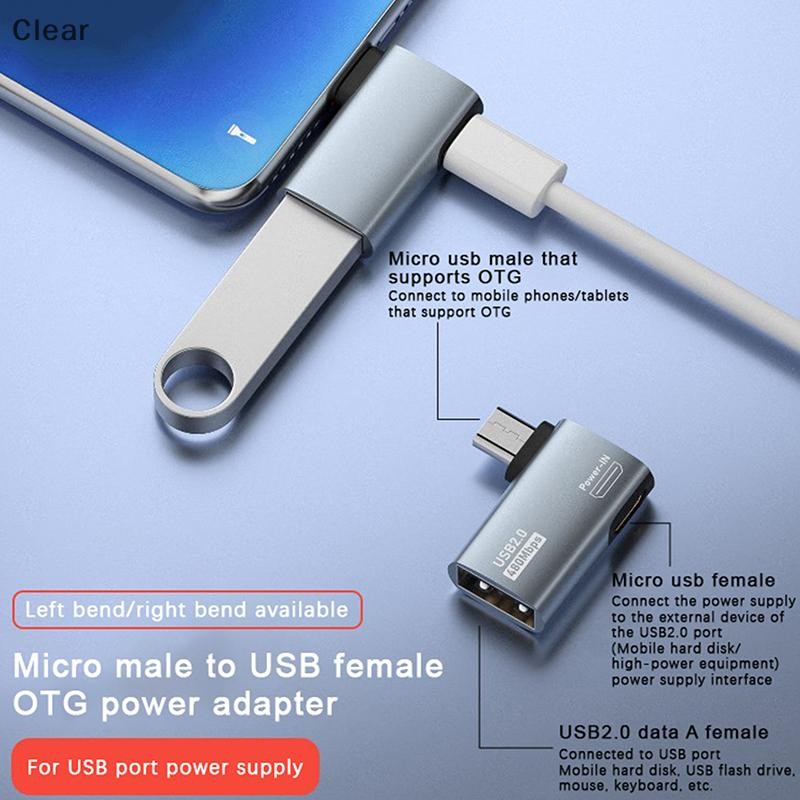 [IGO] OTG Cable Adapter 4K 90 Degree Left Angle Powered Micro USB To ...