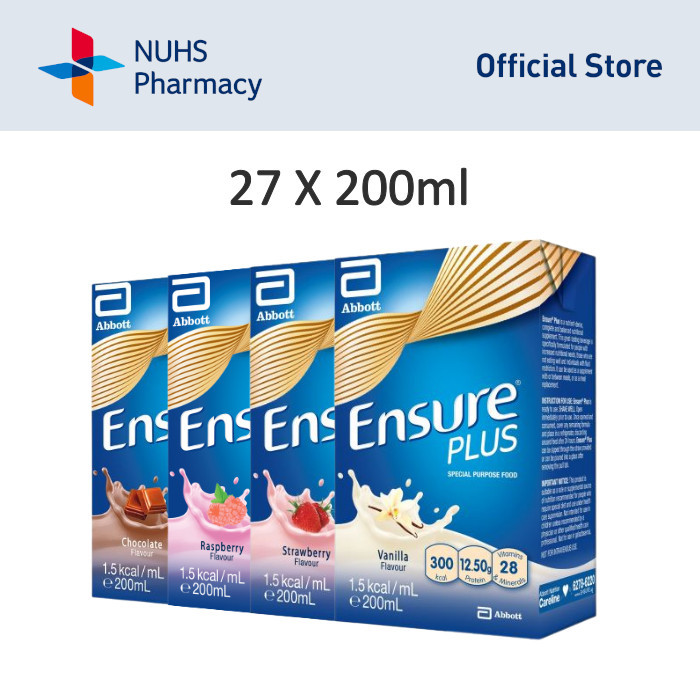 [27 Packs per Carton] Ensure Plus Liquid Chocolate Raspberry Strawberry ...