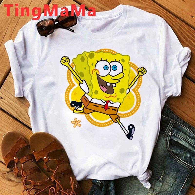 Spongebob Squarepants clothes tshirt female couple clothes streetwear ...