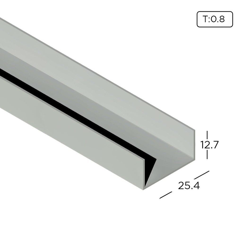 0.5" x 1" Aluminium Extrusion U Channel Frame Profile Thickness 0.80mm ...