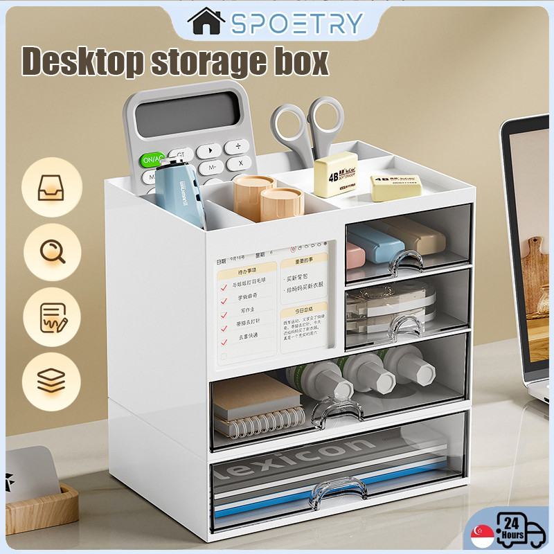 【SG-SPOETRY】Desktop Organiser Stationery Organizer Drawer Storage Box ...
