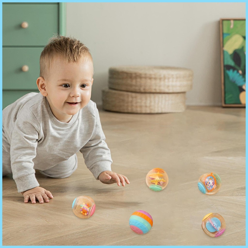 Baby Grip Ball Crawling Baby Toys Sensory Rattle Ball Rolling Rattle ...