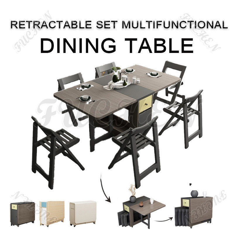 FUCHEN Dining Table Set Multifunctional Table Retractable Set ...