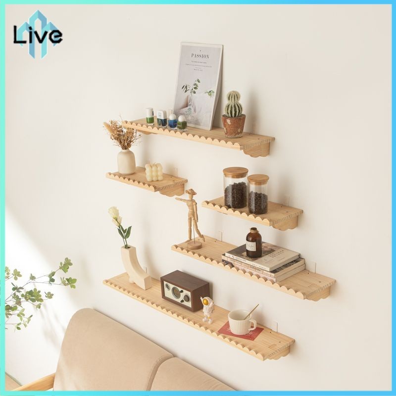 Pure Solid Wood Wall Rack Punch-Free New Wall-Mounted Living Room Study ...