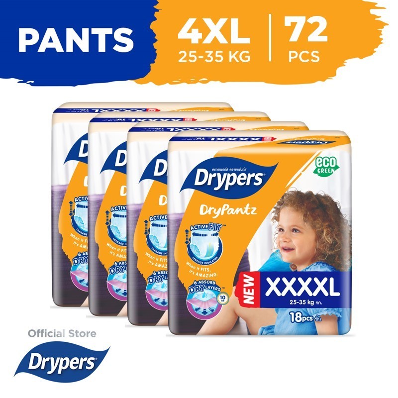 Drypers DryPantz Pants Baby Diaper 4XL (25-35kg) 18sx4 - Carton ...