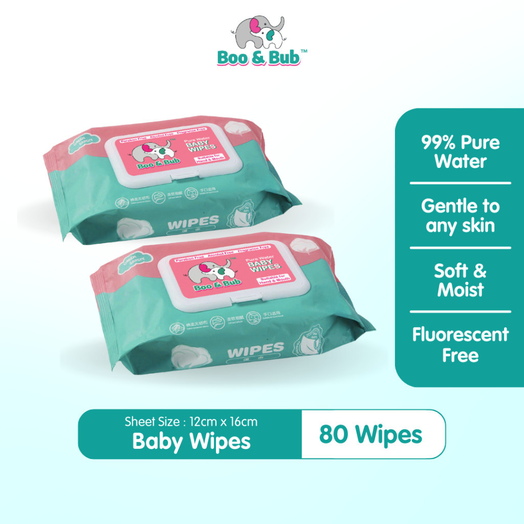 🐘Boo & Bub🐘40 pcs Baby Hand Mouth Wipes / Wet Tissue | Alcohol-free ...