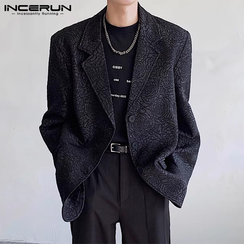 INCERUN Men Korean Daily Shoulder Pad Jacquard Long Sleeves Casual ...