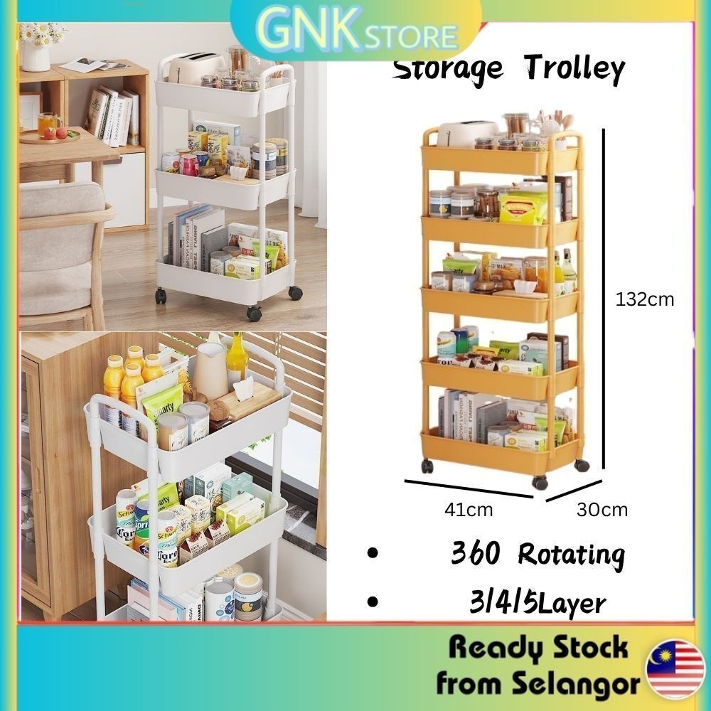 GNK 3 Tier Trolley Storage Rack Trolley Rak Trolley Rak Troli Beroda ...