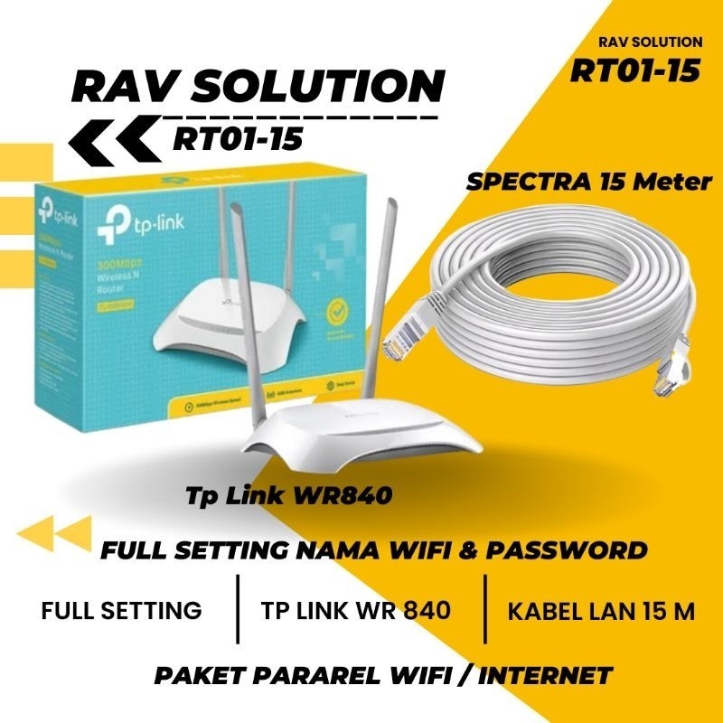 Tp LINK WR 840n+15 METER LAN Cable FULL SETTING | Shopee Singapore