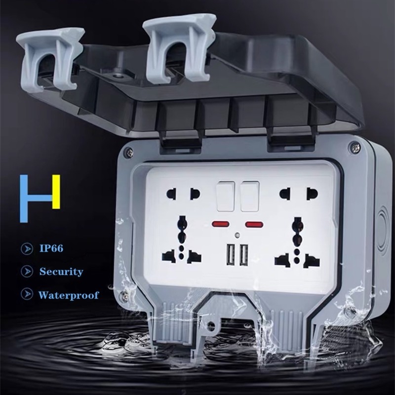 IP66 Weatherproof Outdoor Wall Power Socket Switch 146 Waterproof Box ...