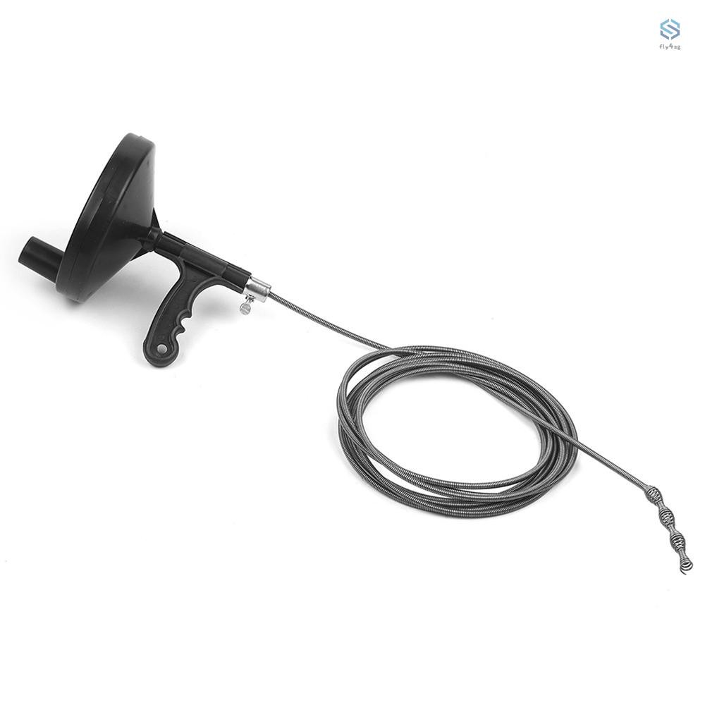 Cable Auger Plumber's Snake Flexible Steel Cable with Spool Hand Crank ...