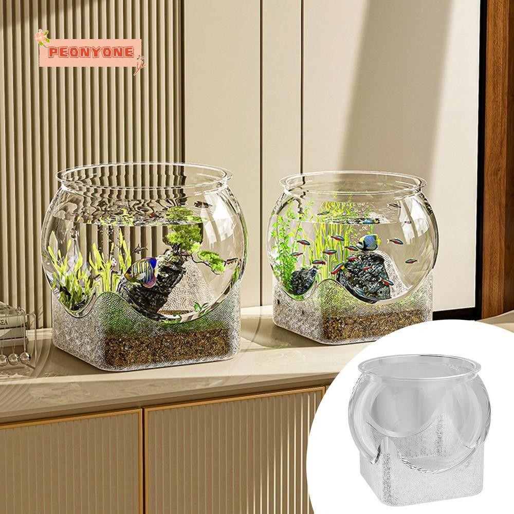 PEONYTWO Desktop Aquarium, Resistant Falling Fish Tank, Round Durable ...