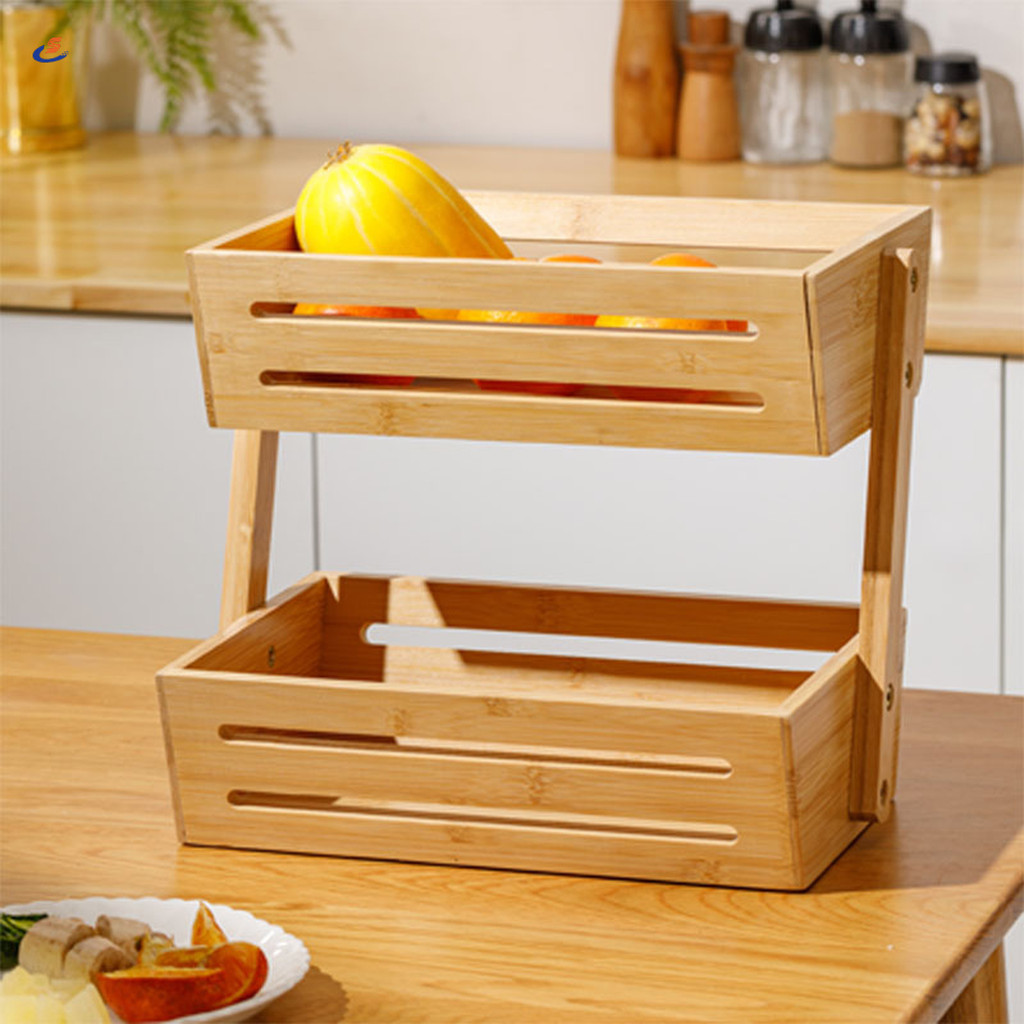 SD European bamboo table top fruit basket vegetable bread basket double ...