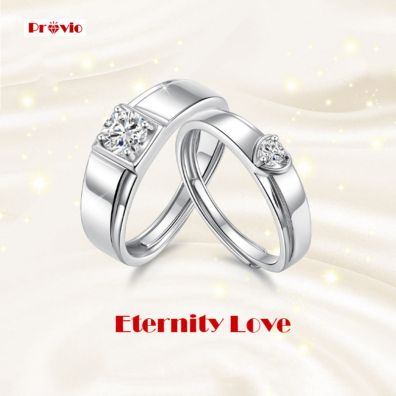 Eternity Love Couple Ring Real Moissanite Simulated Diamond S925 Silver ...