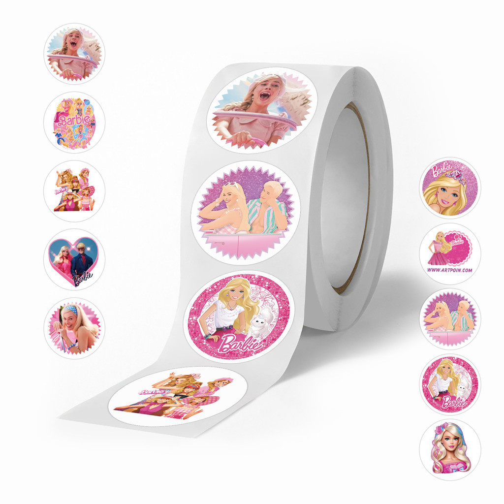 500 pcs 10 images Barbie Cartoon Stickers Roll/Stickers Tape | Shopee ...