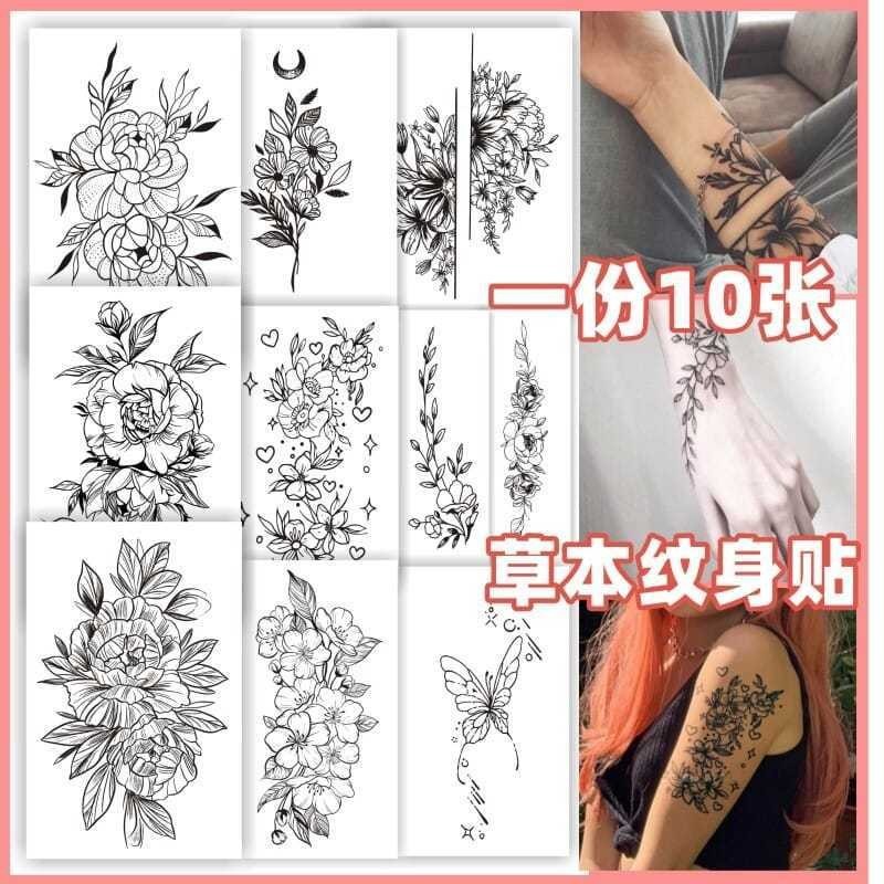 Tatoo Sticker Temporary Herbal Semi Permanent Tattoo Sticker Waterproof ...