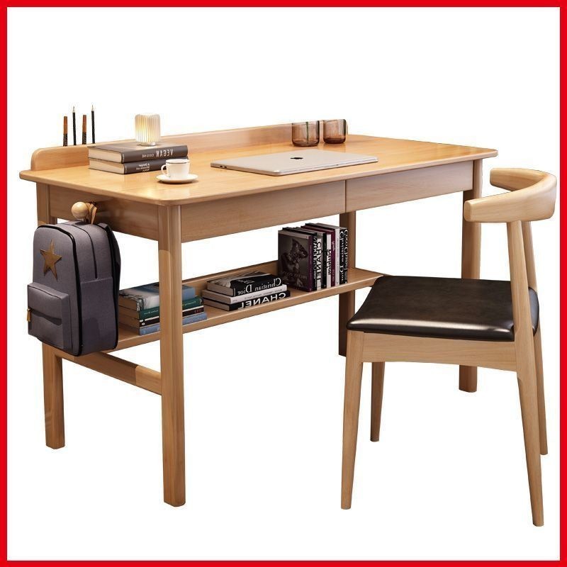 Study Table Simple Walnut Colour 140cm Double Drawer Table Bedroom ...