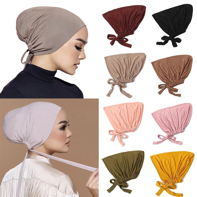 New Soft Modal Muslim Turban Hat Inner Hijab Caps Islamic Underscarf ...