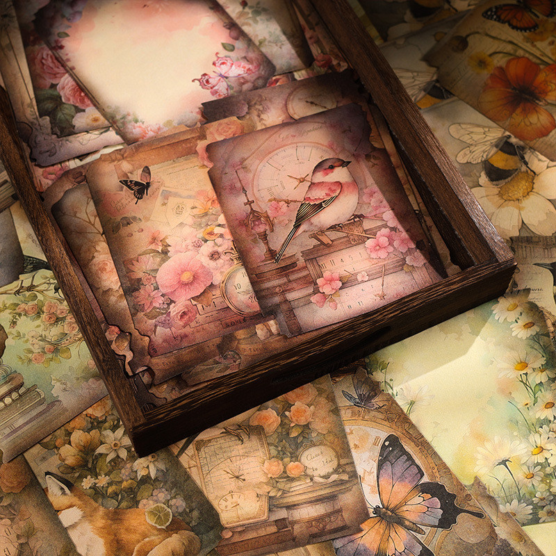30 Pcs Forest Animals Flowers themed Vintage Scrapbook Paper Journaling ...