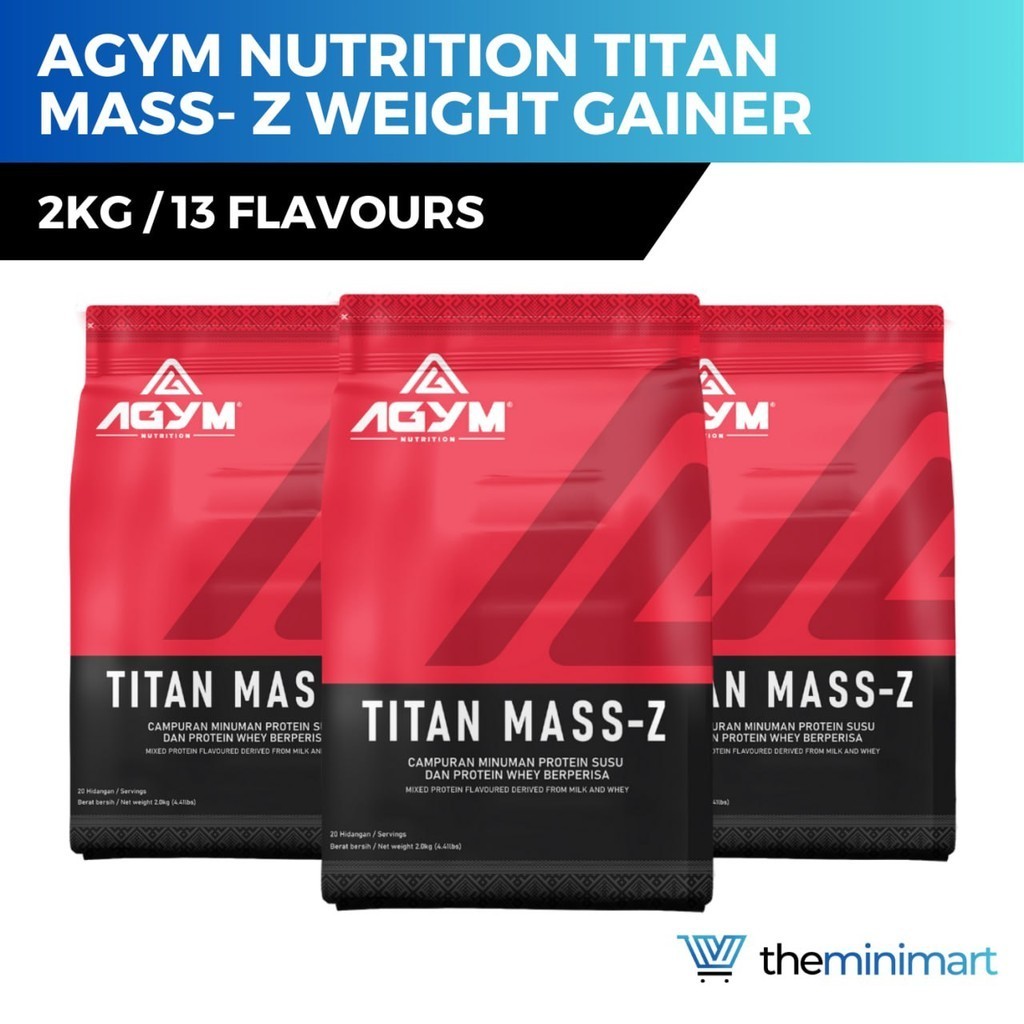 AGYM Nutrition Titan Mass- Z Weight Gainer 2kg - 13 Flavours | Shopee ...