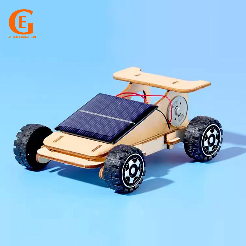 GIFTED EDUCATION DIY Solar Powered Car Toy Wooden Assembled Scientific ...