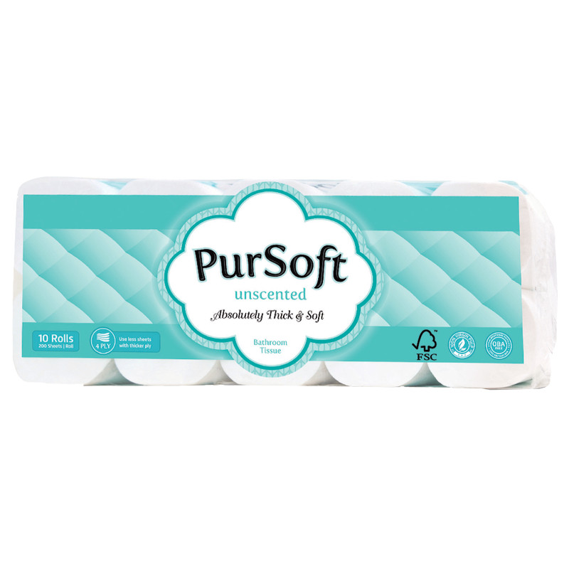 Pursoft 4 Ply Bathroom Tissue Rolls Unscented 10s | Shopee Singapore