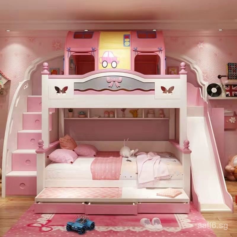 Children's Solid Wood Bunk Bed for One Boy and One Girl, Multi ...