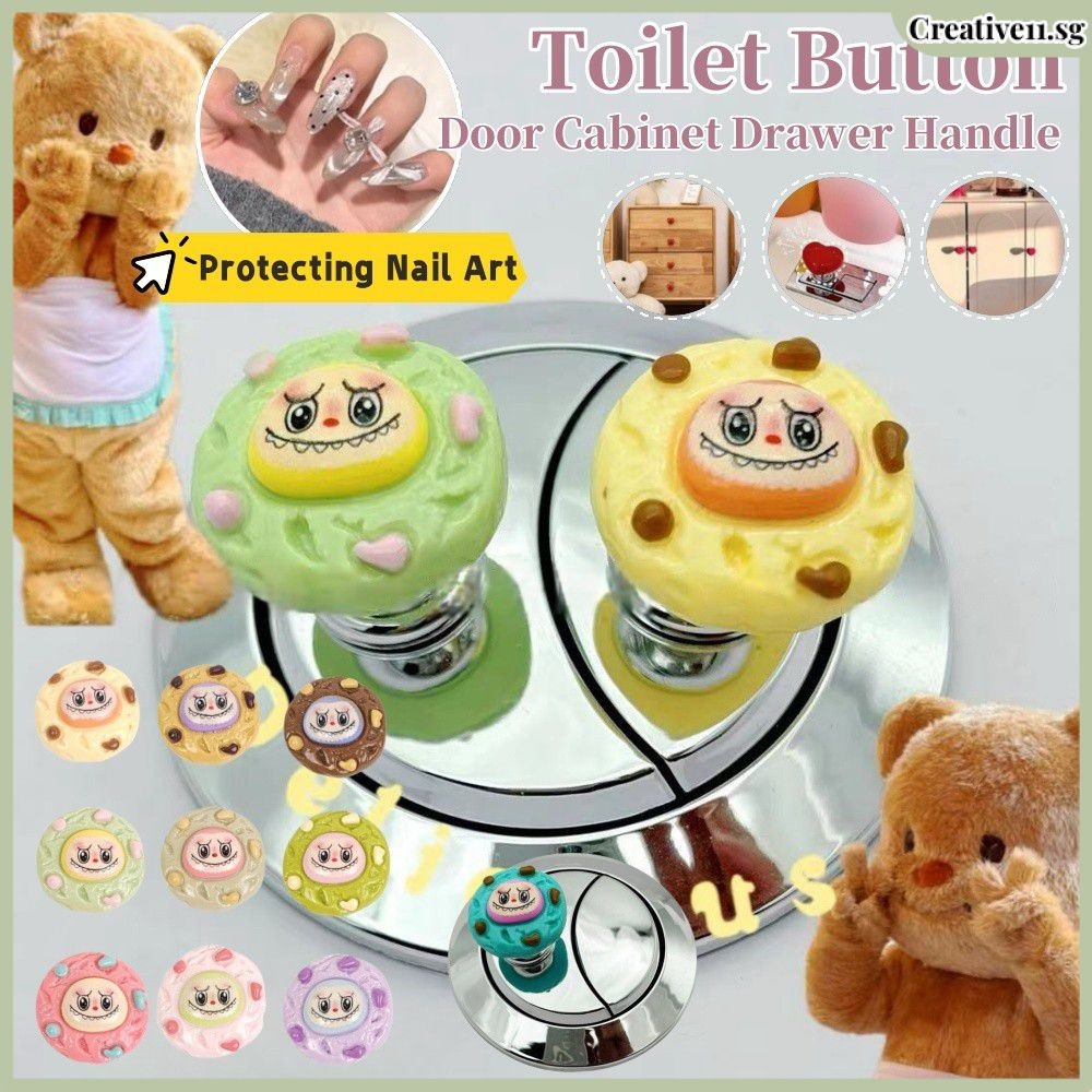 Toilet Press Button Cartoon Labubu Biscuit Toilet Push Switch Water ...