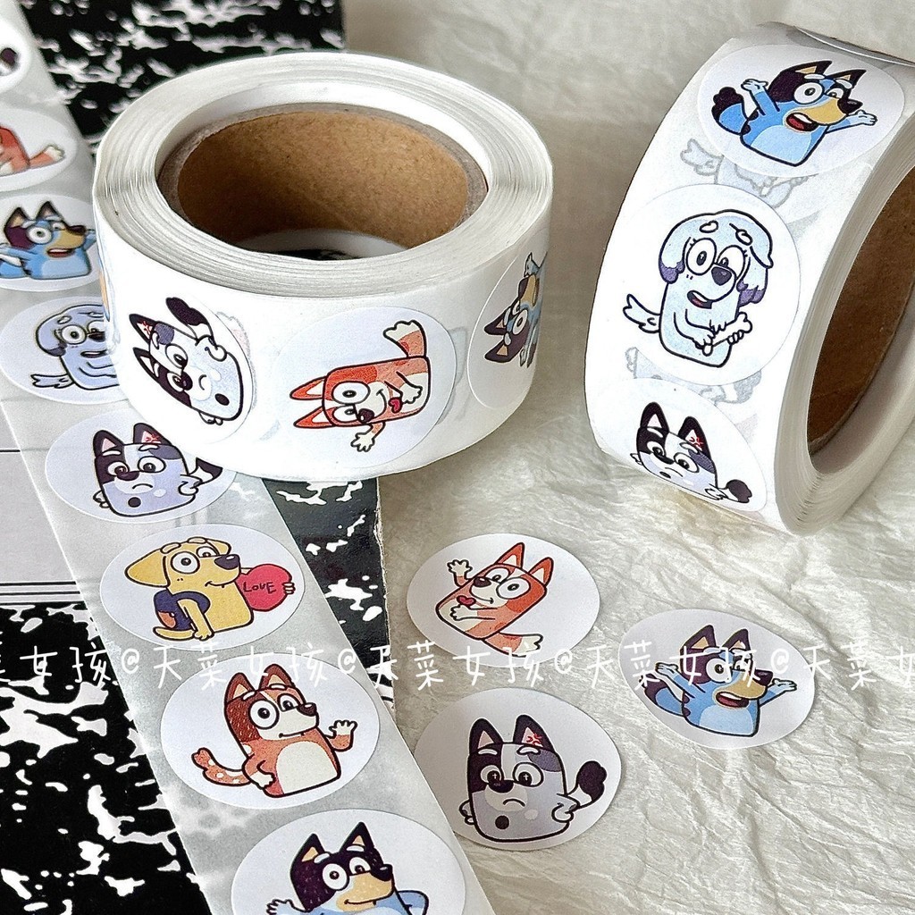 1 Roll Of Cartoon Bluey Family Stickers Anime Cute Diy Handbook Sticker ...