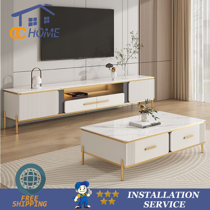 CJJHZ【Solid Wood】TV Cabinet Coffee Table Modern Simple TV Cabinet ...