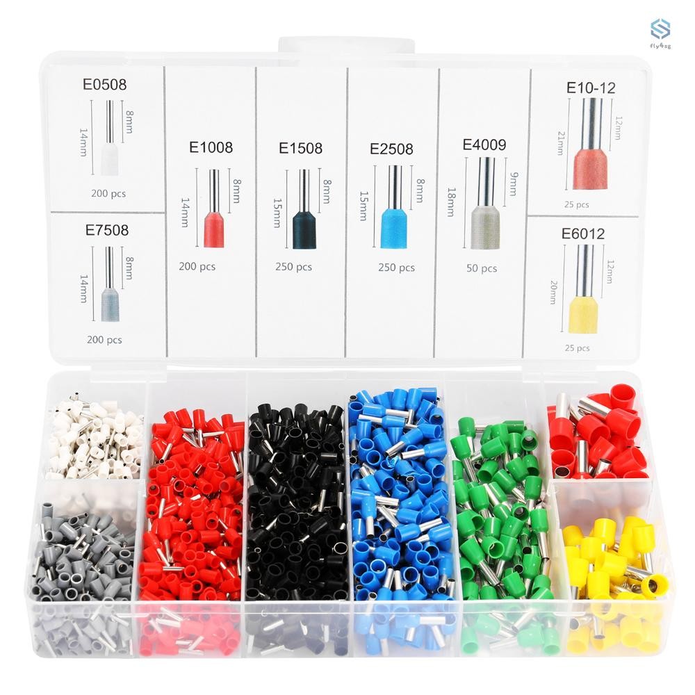 1200pcs Assorted E Tube Crimping Terminal Insulated Electrical Wire ...