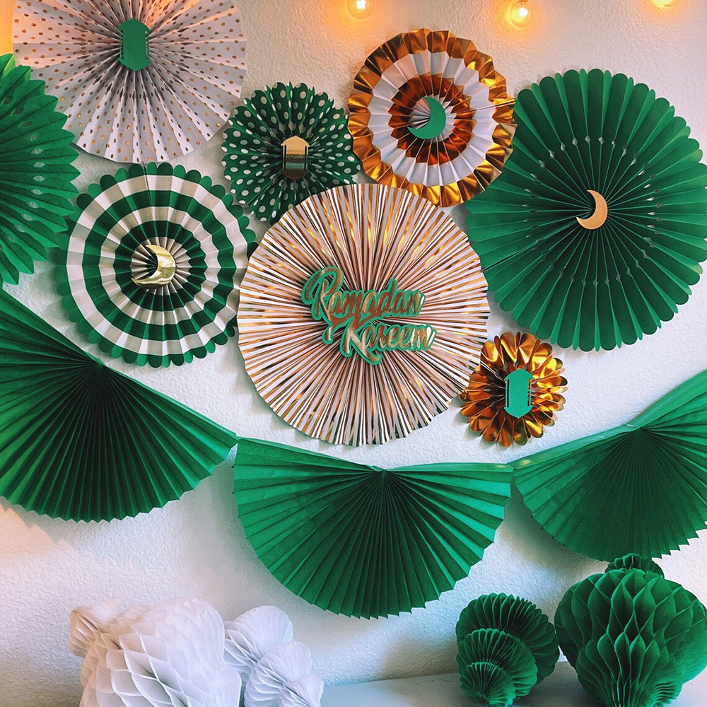 Eid Paper Fan Flower Decor Raya Decoration Paper Fan Flower Set Eid ...