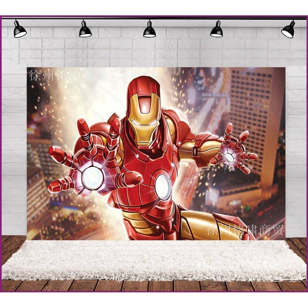 The Avengers Iron Man Birthday theme backdrop banner party decoration ...