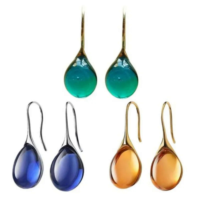 Trendy Women Earrings 6 Colors Delicate Gold Color Inlay Natural Stone ...