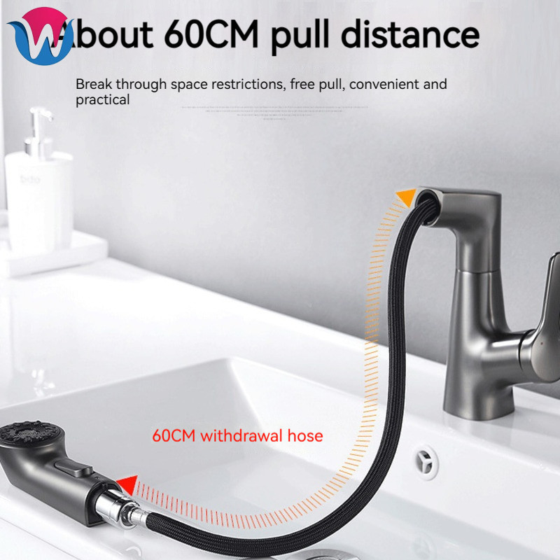 WHB Bathroom brass faucet with adjustable telescopic and adjustable ...
